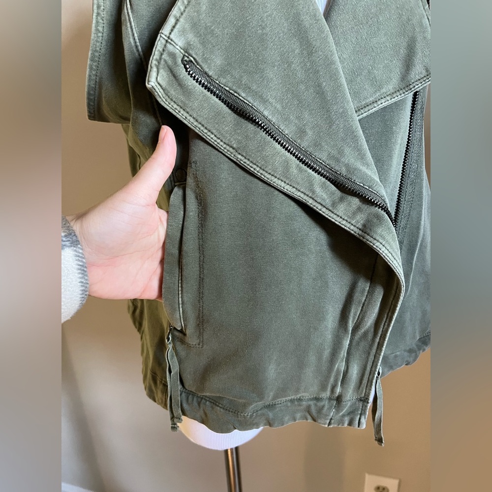 Anthropologie Marrakech Olive Green Zip Cotton Moto V… - Gem